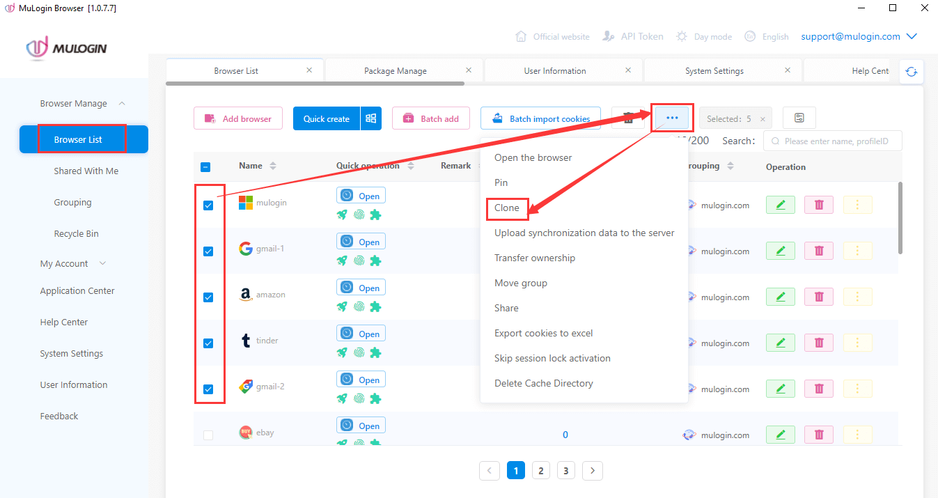 Clone the browser | MULOGIN DOC